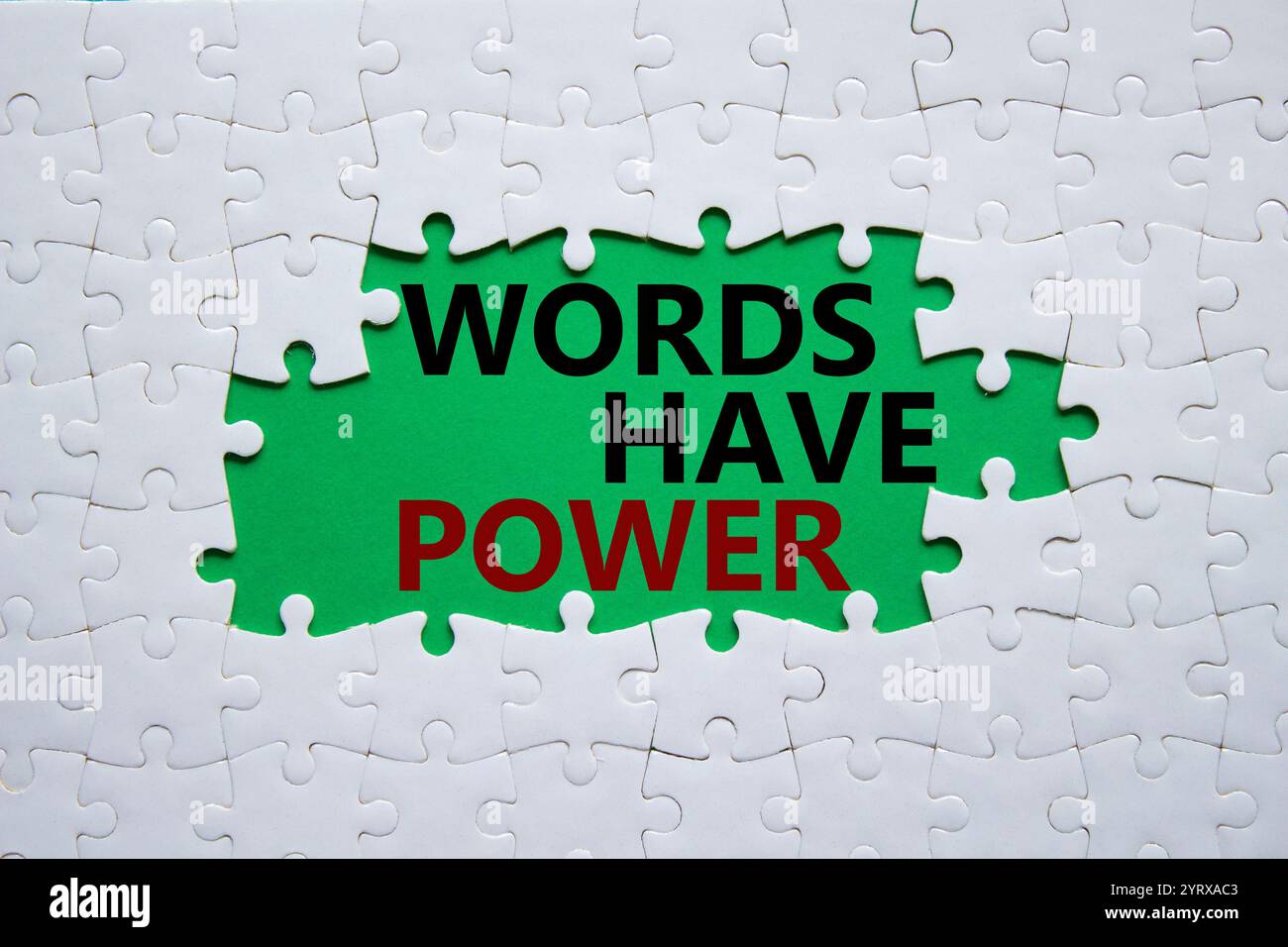 Words have power symbol. Concept words Words have power on white puzzle ...