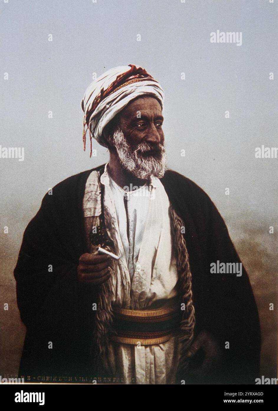 COLOR PORTRAIT OF AN ARAB SHEIKH TAKEN IN THE LATE 19TH CENTURY BY ...