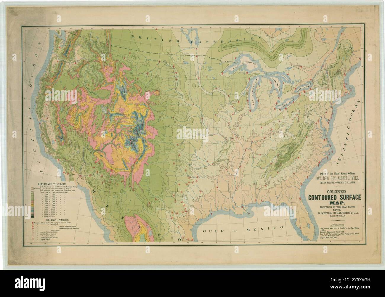Colored Contoured Surface Map of the United States Stock Photo - Alamy