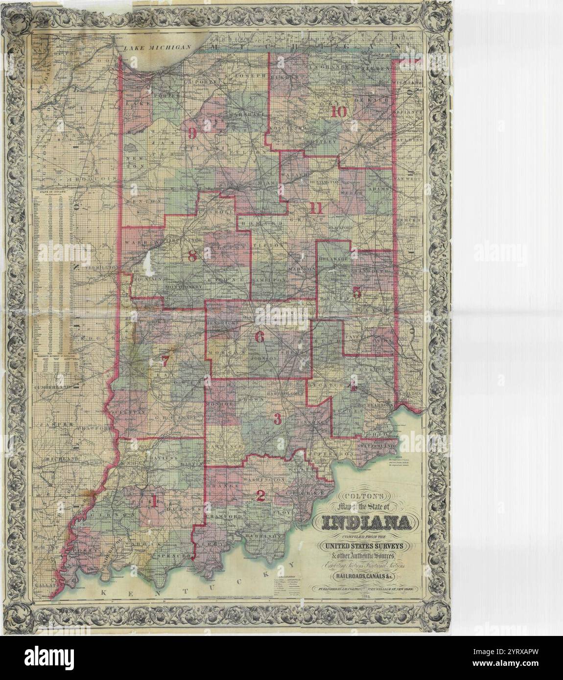 Colton's Map of Indiana Stock Photo - Alamy