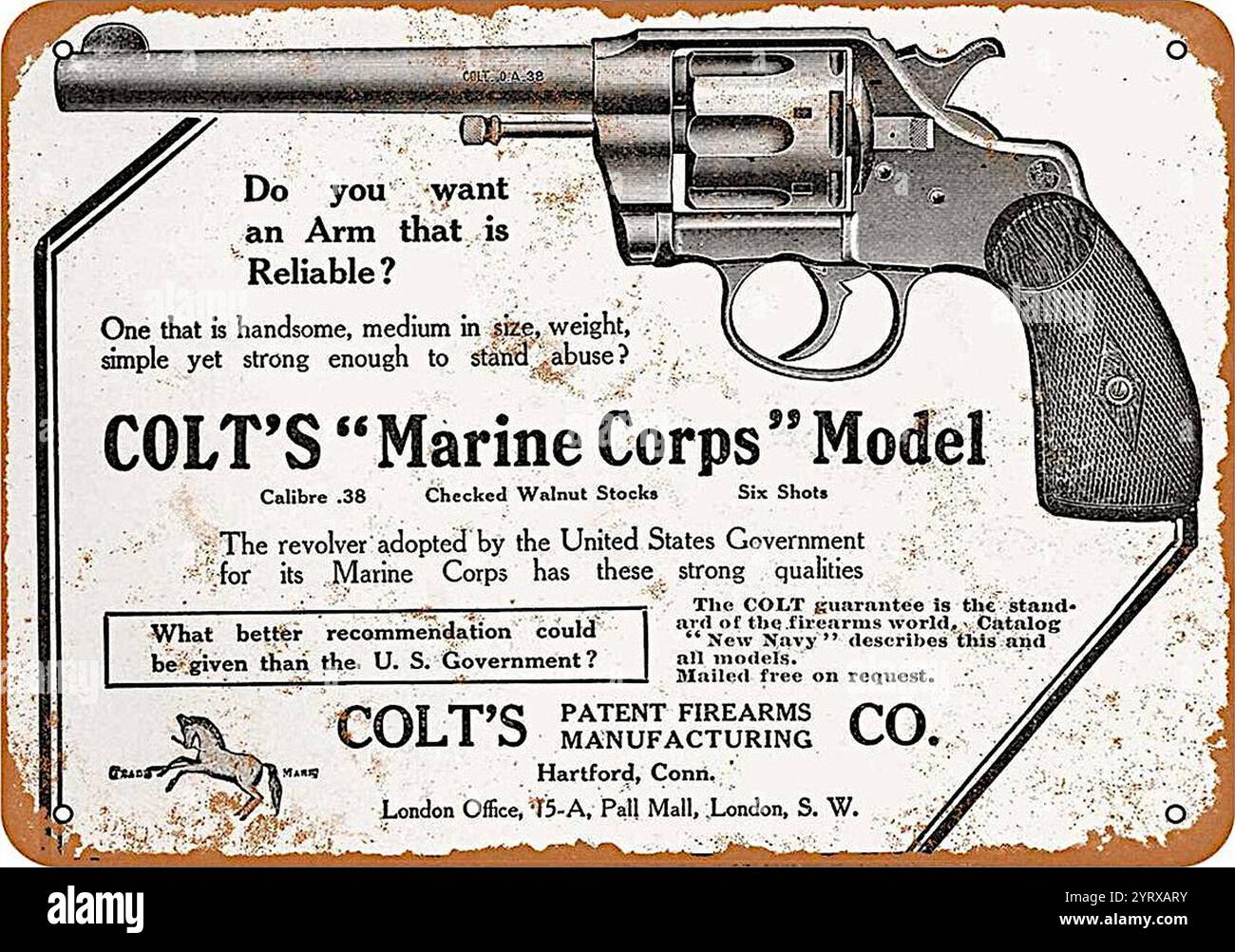 Colt M1905 Marine Corps vintage ad Stock Photo - Alamy
