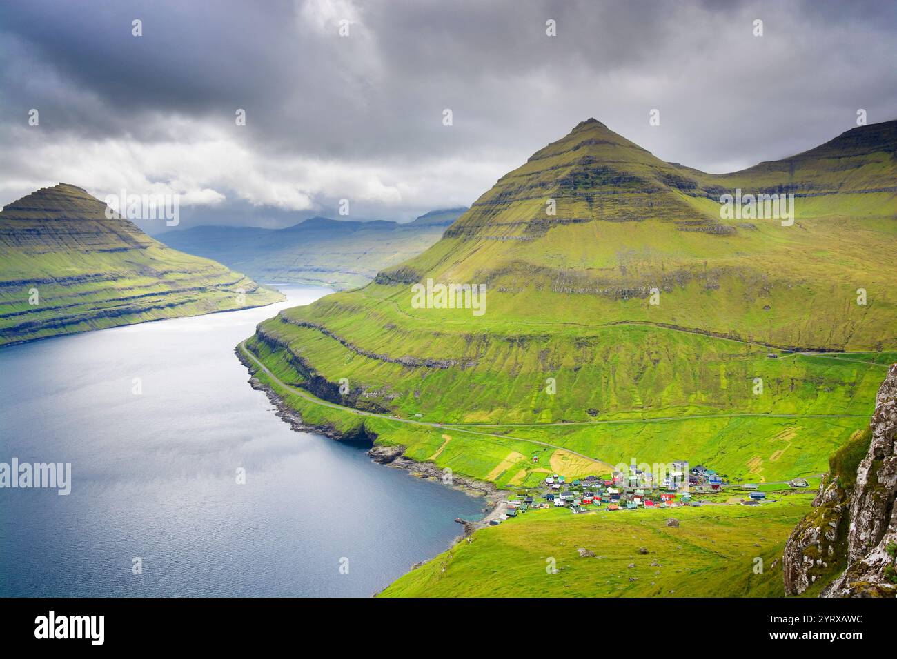 View of Funningur village and Funningsfjørður - one of the deepest ...