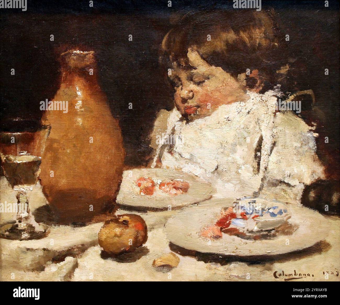 Columbano Bordalo Pinheiro - Refeição Interrompida Stock Photo - Alamy