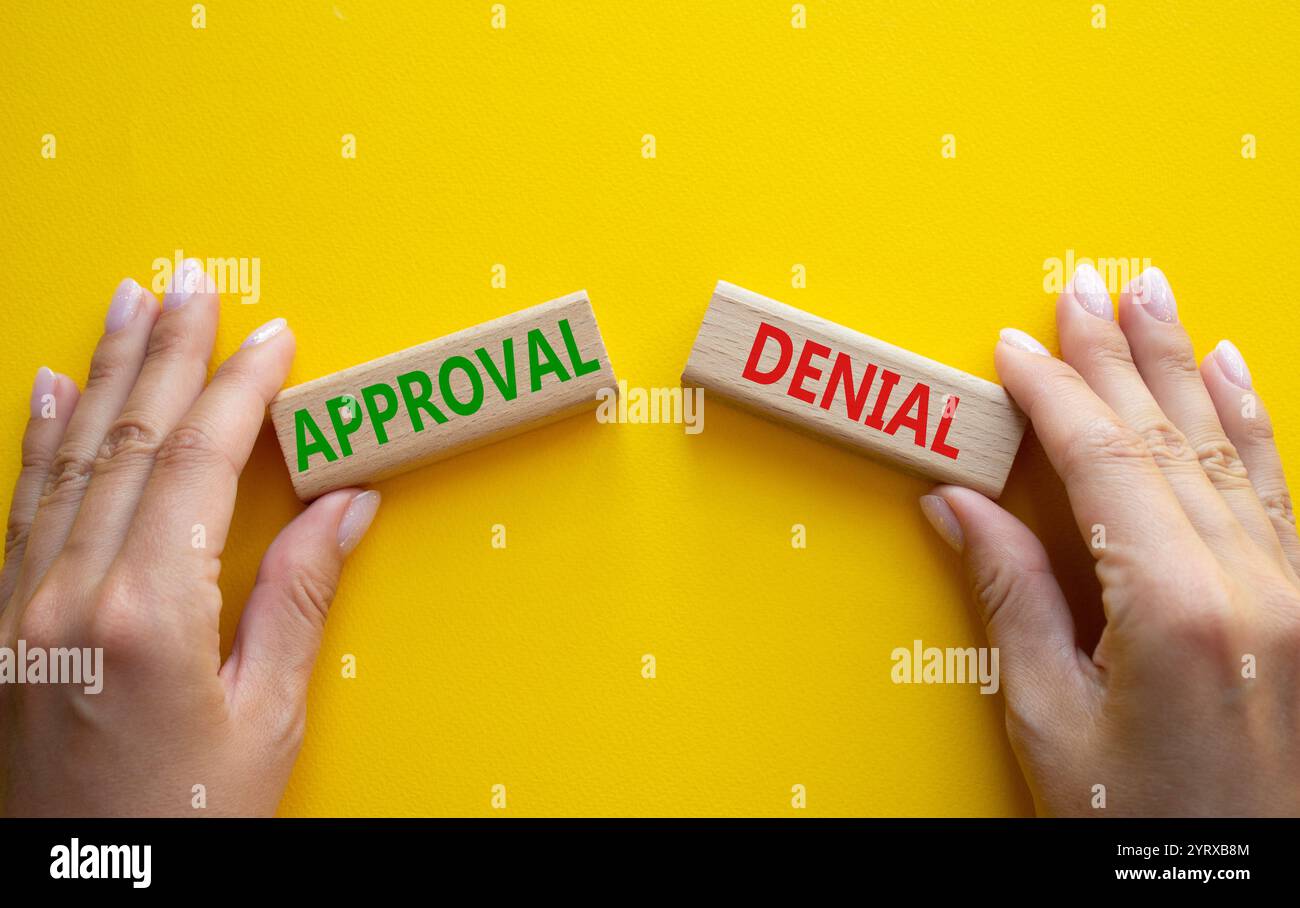 Approval or Denial symbol. Concept word Approval or Denial on wooden ...