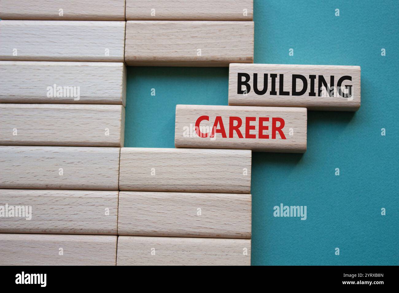 Building Career symbol. Wooden blocks with words Building Career ...