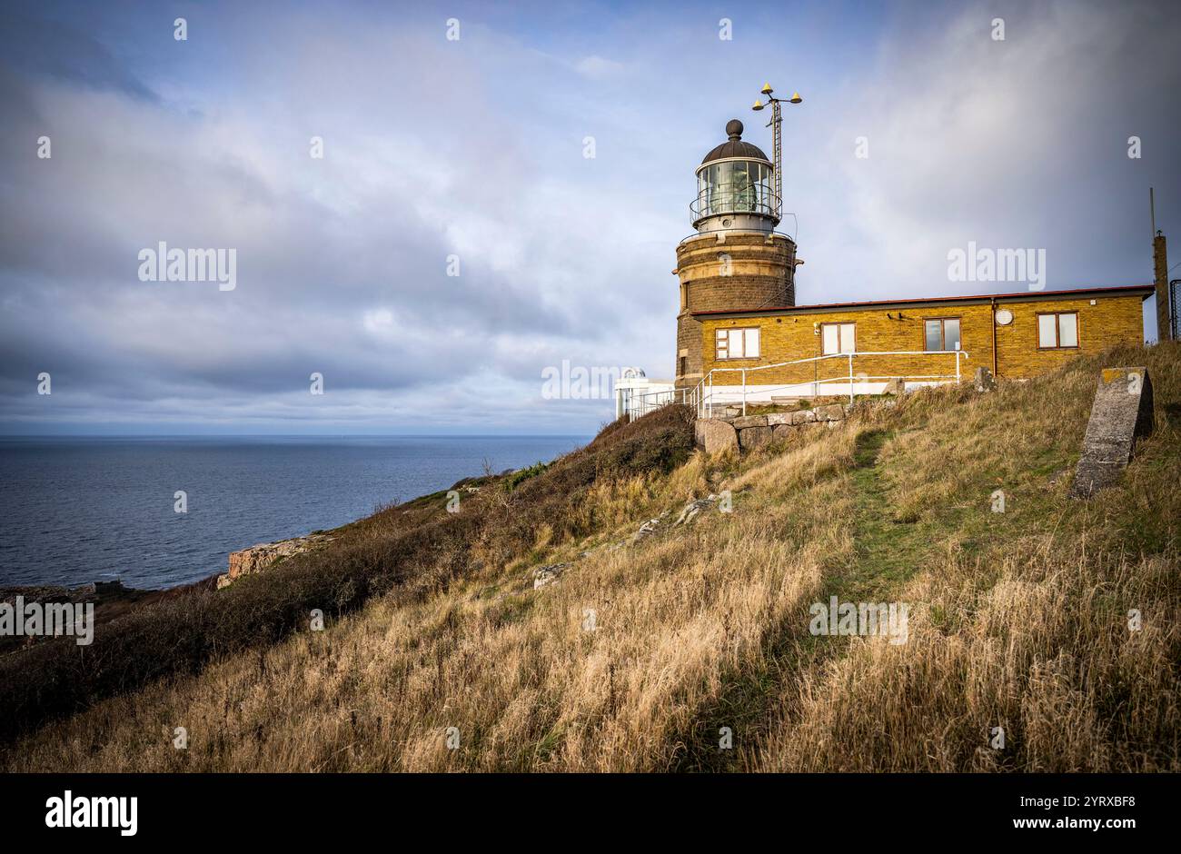 The mountain ridge Kullaberg with Kullen lighthouse in the northwestern ...