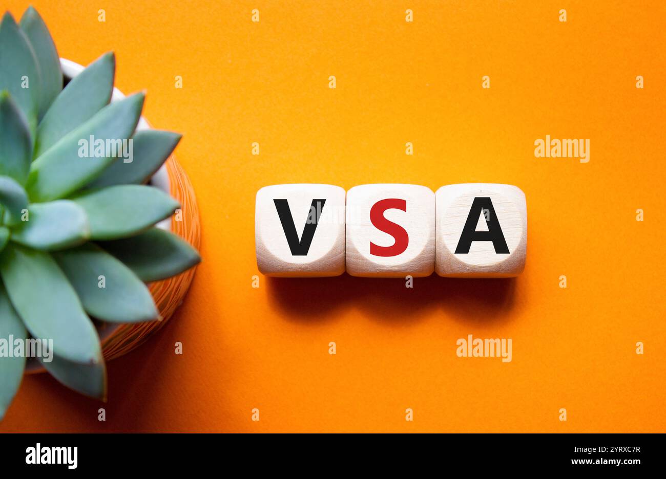 VSA - Volume Spread Analysis symbol. Wooden cubes with word VSA ...