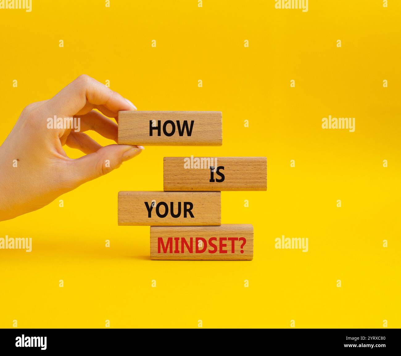 Mindset symbol. Wooden blocks with words How is your Mindset. Beautiful ...