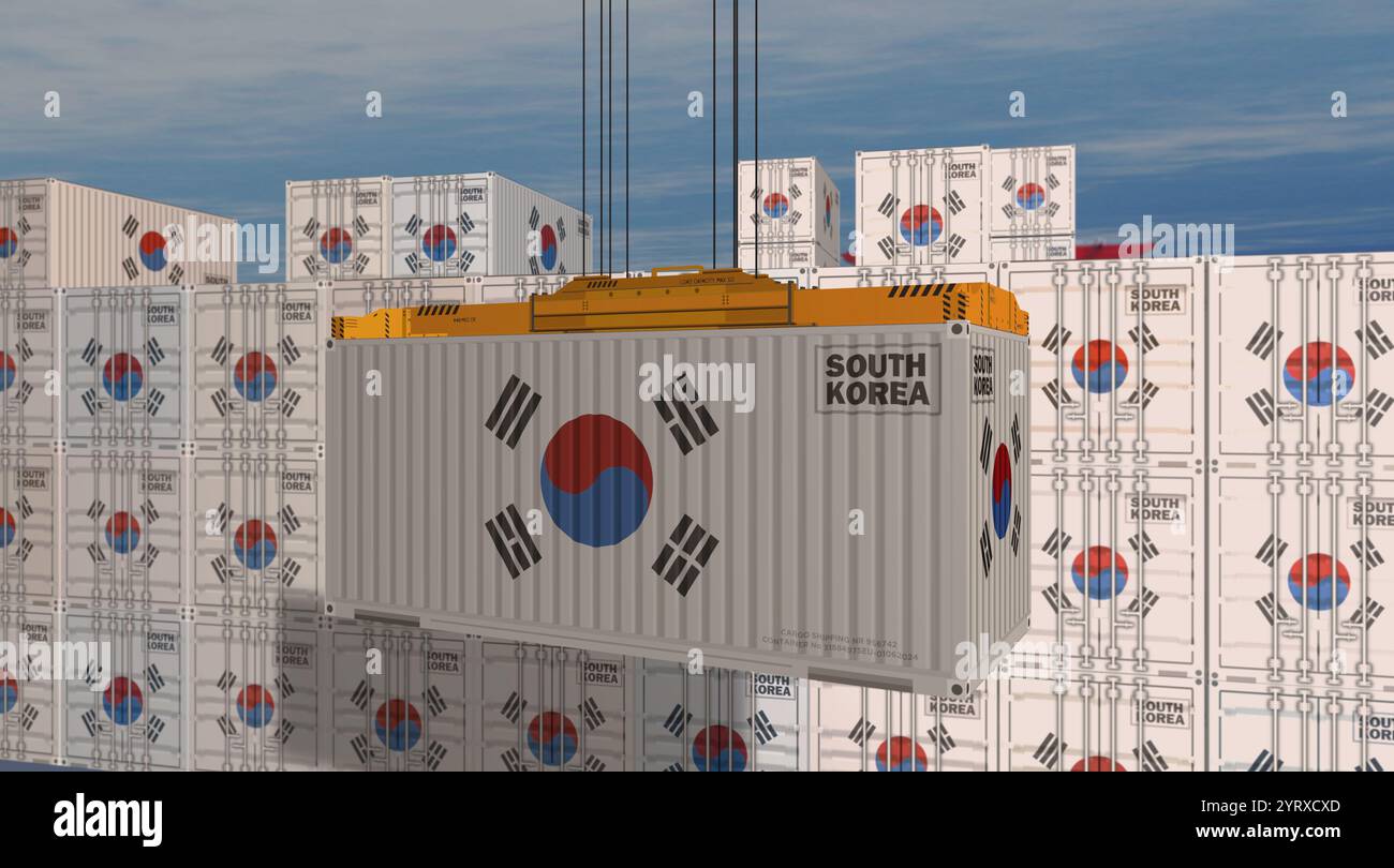 South Korea export production and import containers cargo crane ...