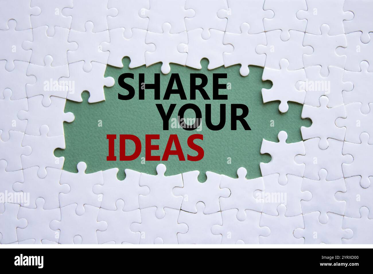 Share your Ideas symbol. Concept words Share your Ideas on white puzzle ...