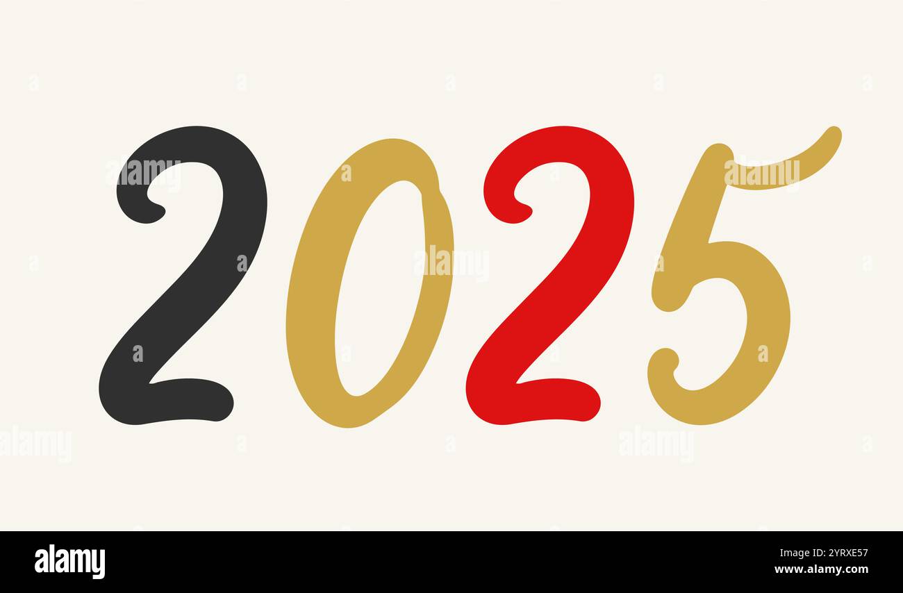 New Year 2025 Hand Lettering Banner Vector Numbers Stock Vector Image ...