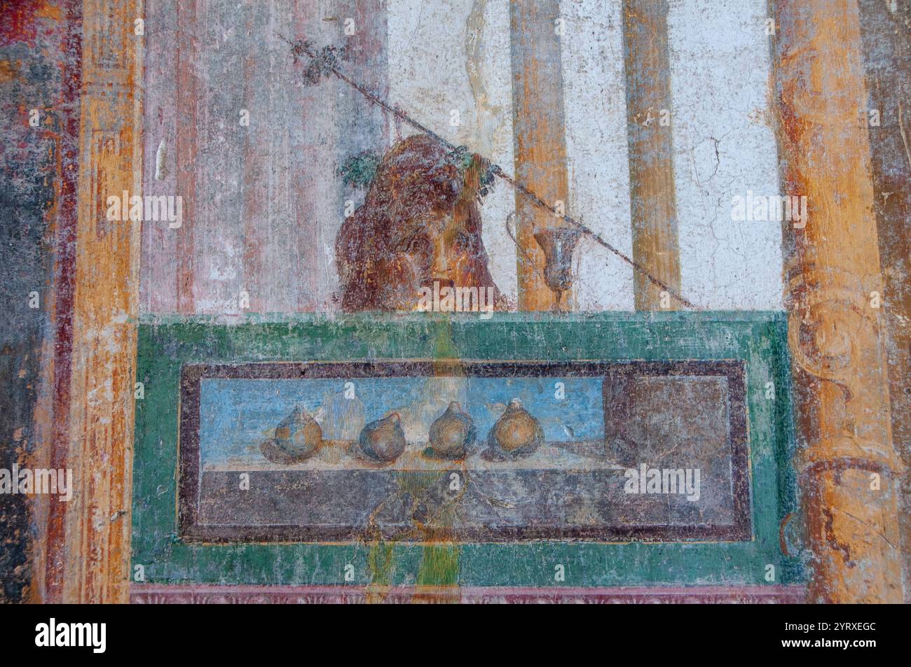 Roman fresco with false door in the Villa of Arianna in Stabia ...