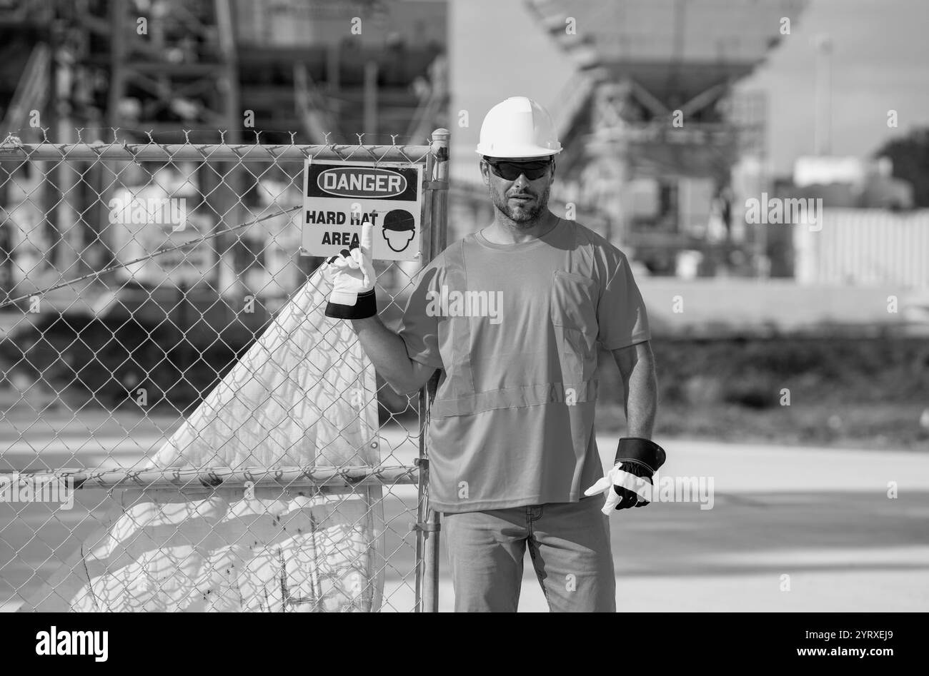Construction man with helmet. Worker at construction new building ...
