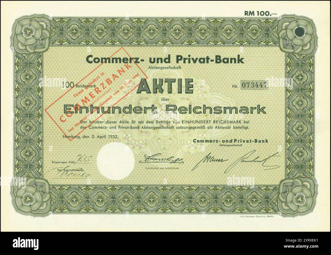 Commerz- und Privat-Bank AG 1932 Stock Photo - Alamy