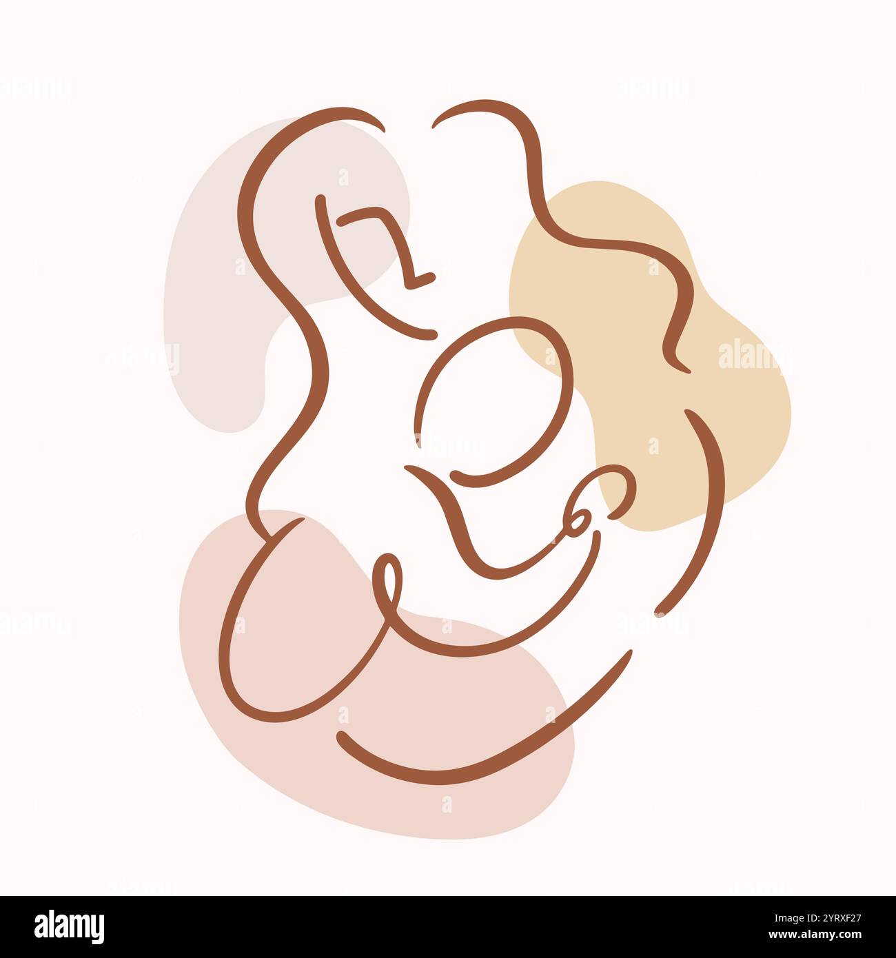 Mother and Baby One Line Art Drawing Breastfeeding Stock Vector Image ...