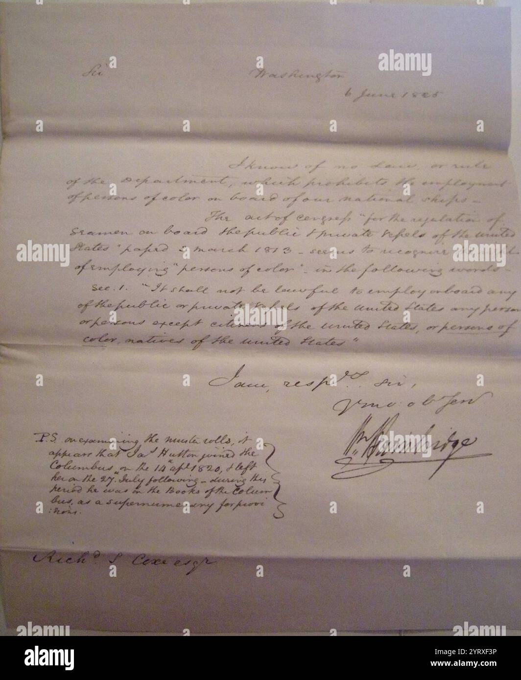 Commodore William Bainbridge re enslaved seaman James Hutton 6 June ...