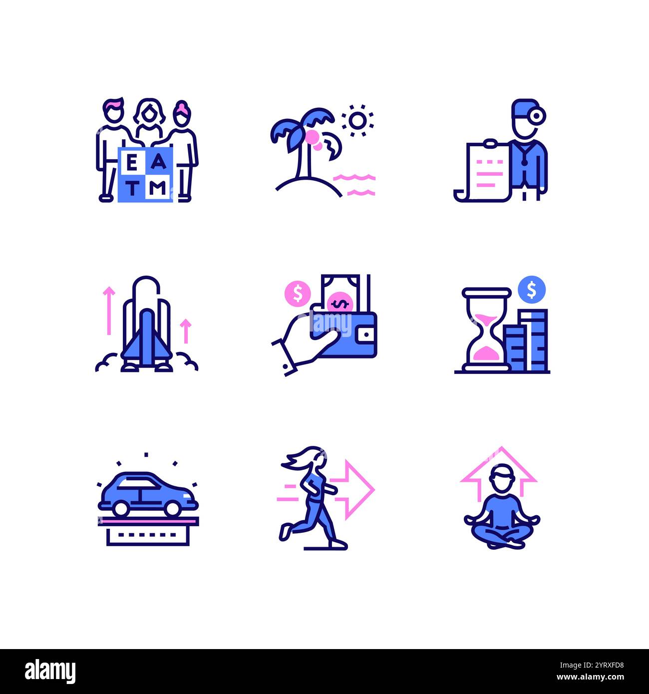 Employee motivation - line design style icons set Stock Vector Image ...