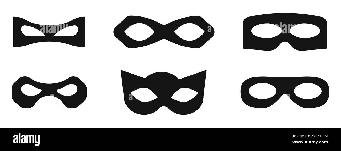 Incognito mask, villain or robber hide face element, black silhouette ...