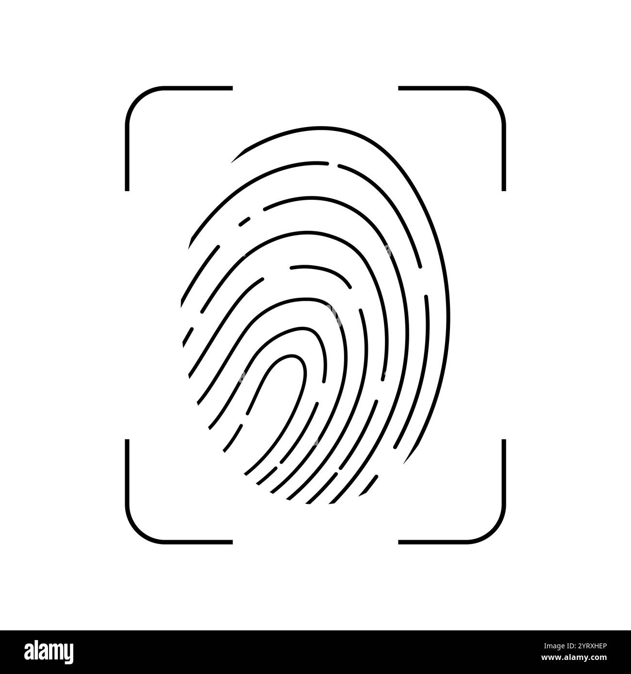 Finger print icon biometric id, unique scan, line signature on white background. Touch id ...