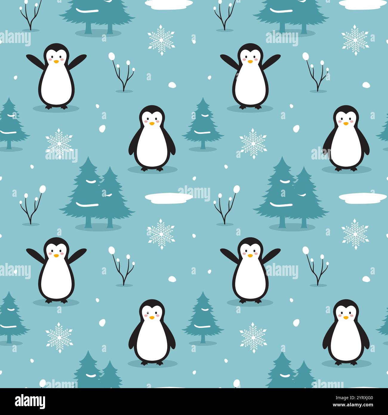 Charming Winter Seamless Pattern Design Featuring Decorative Elements ...