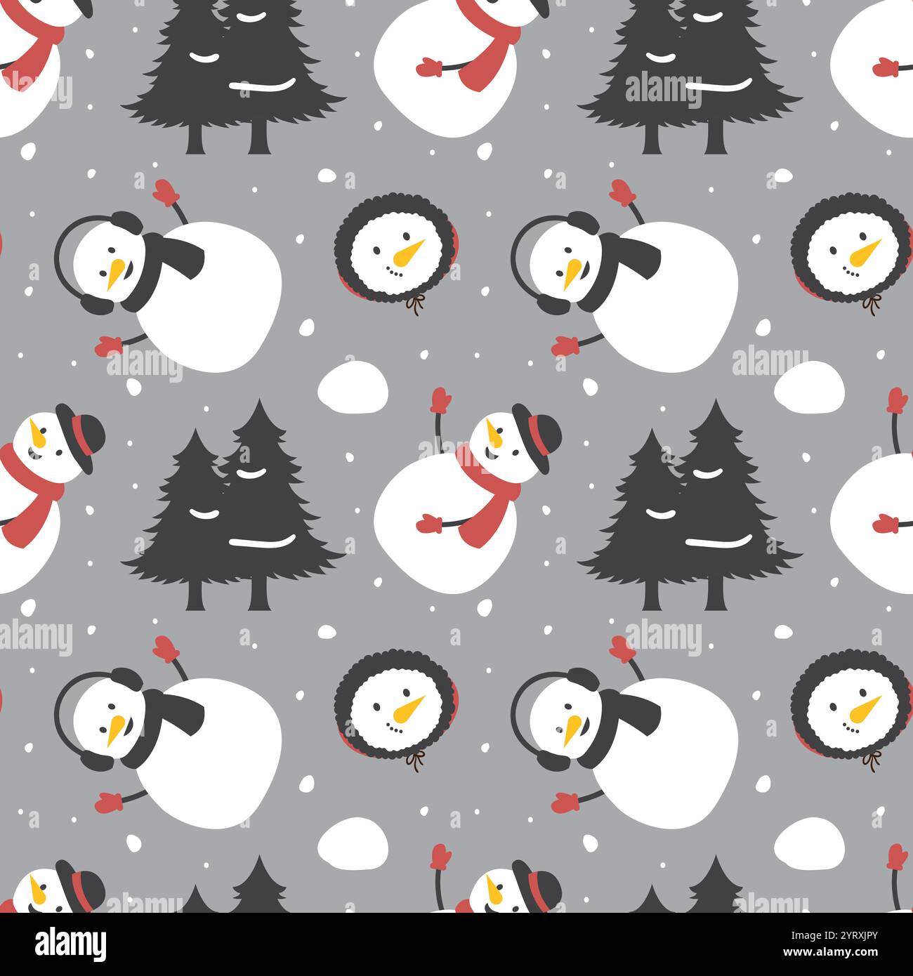 Charming Winter Seamless Pattern Design Featuring Decorative Elements ...
