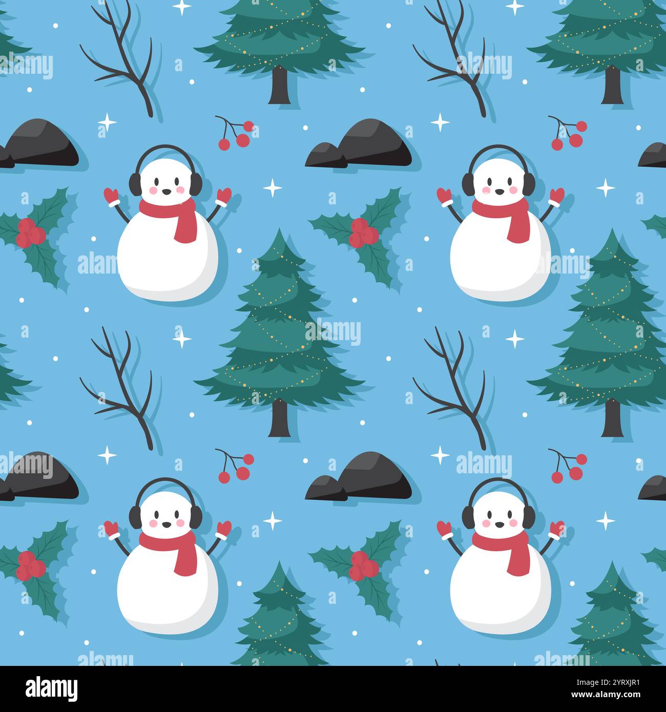 Charming Winter Seamless Pattern Design Featuring Decorative Elements ...