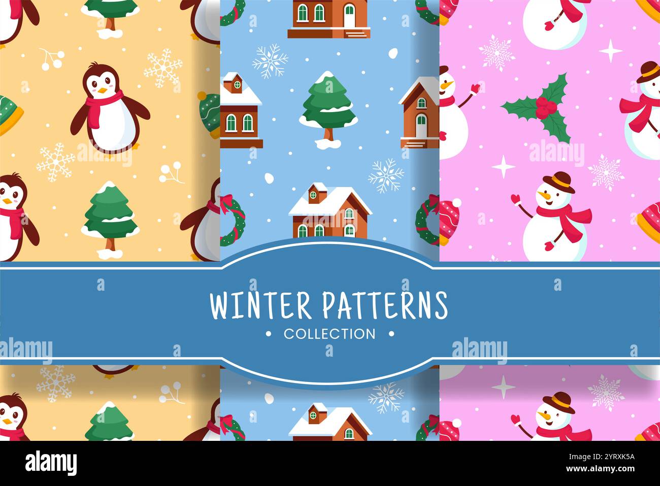 Charming Winter Seamless Pattern Design Featuring Decorative Elements ...