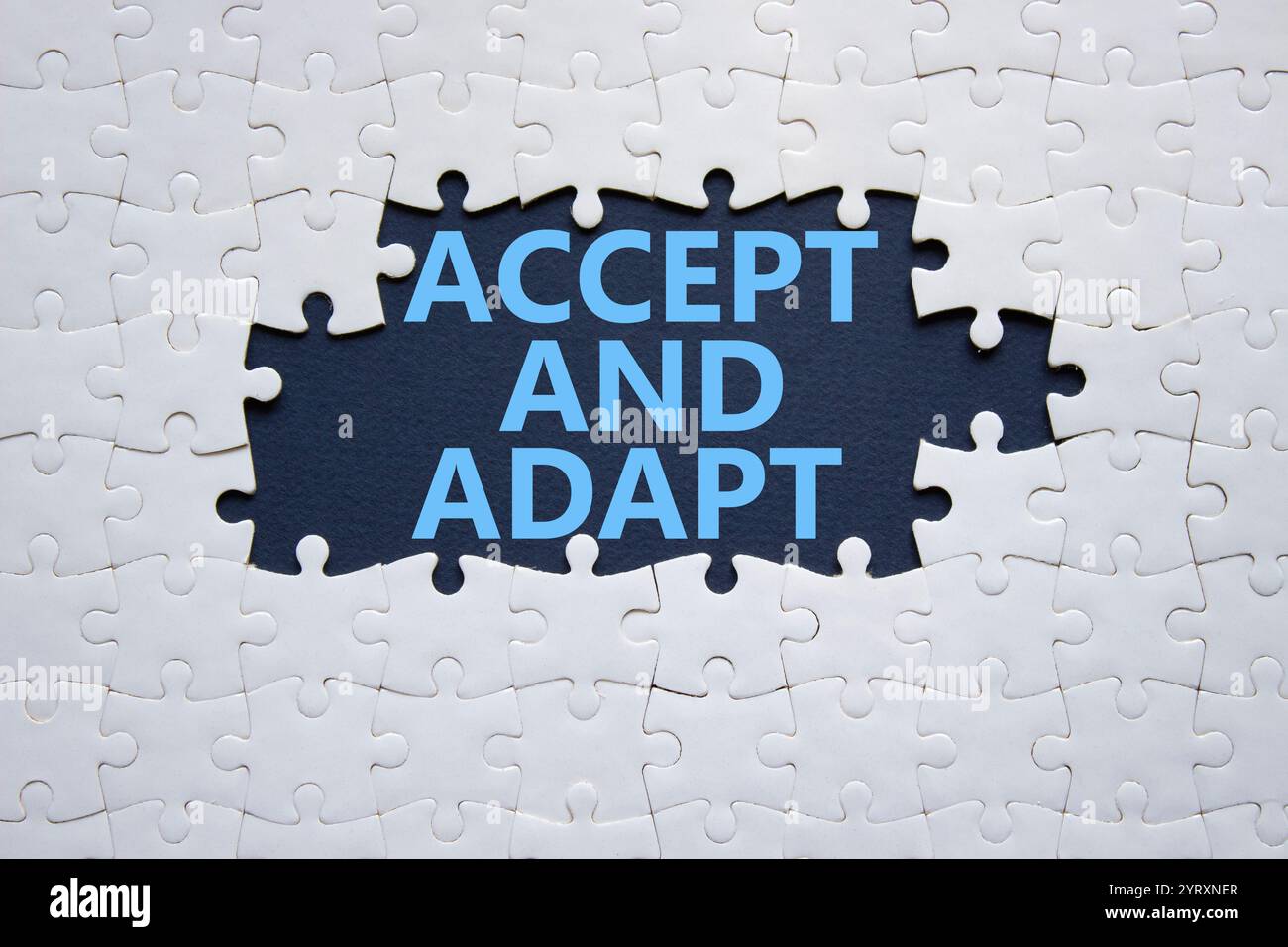 Accept or adapt symbol. Concept words Accept and adapt on white puzzle ...