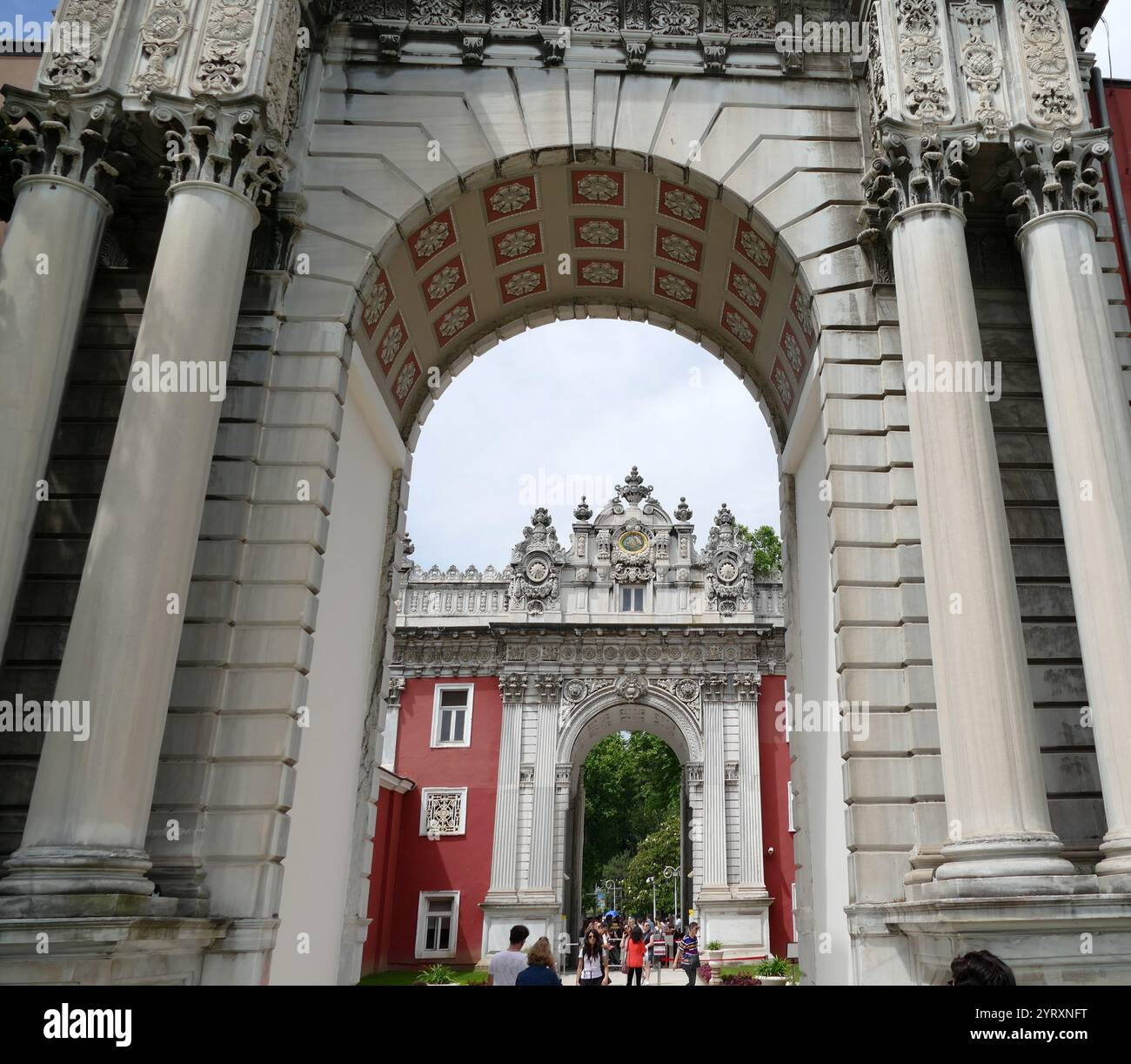 Vase in the garden, Dolmabahce Palace, Istanbul, Turkey, on the ...