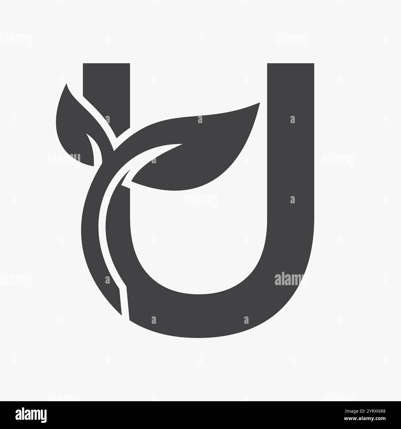Initial Letter U Leaf Logo Concept For Eco Green Leaf Logo Vector Sign ...