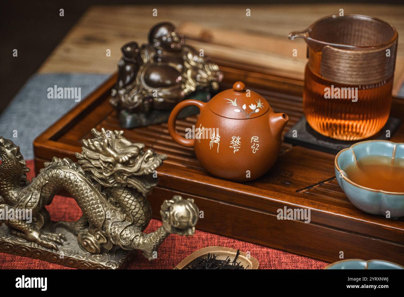 A beautifully crafted Traditional Chinese Tea Set featuring a stunning ...