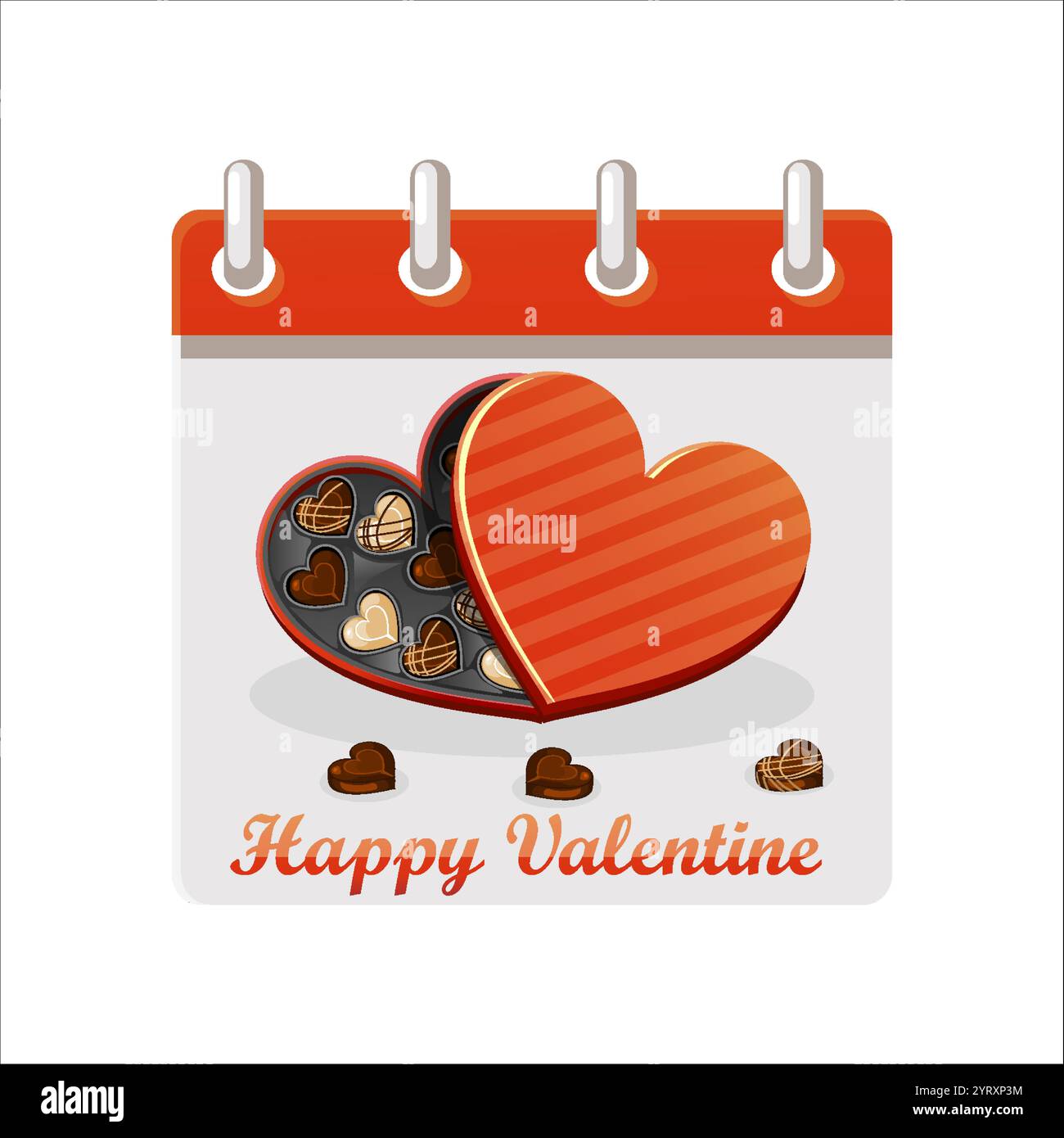 Calendar for Happy Valentine Day with illustration of chocolates in ...