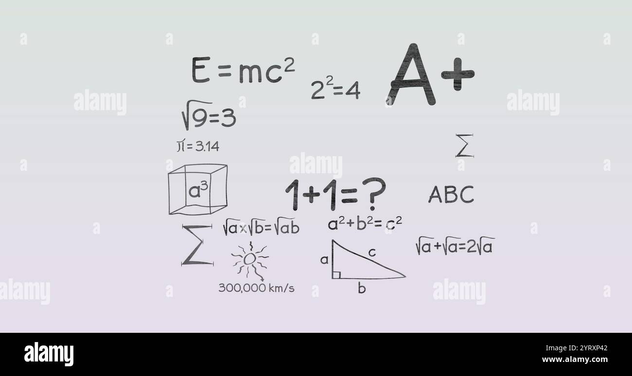 Image of mathematical equations over grey background Stock Photo - Alamy