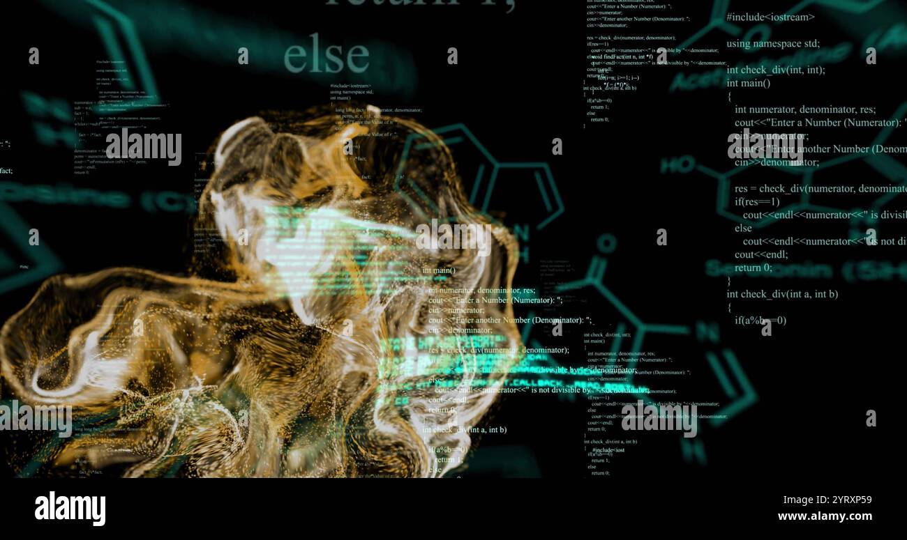 Image of light trails and data processing over black background Stock ...