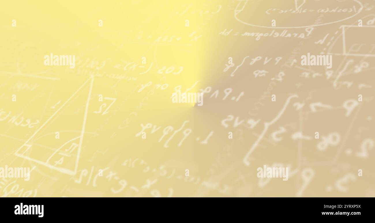 Image of mathematical equations over yellow and brown background Stock ...