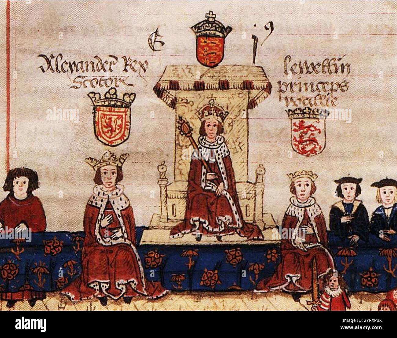 King Alexander III of Scotland on the left with Llywelyn, Prince of ...