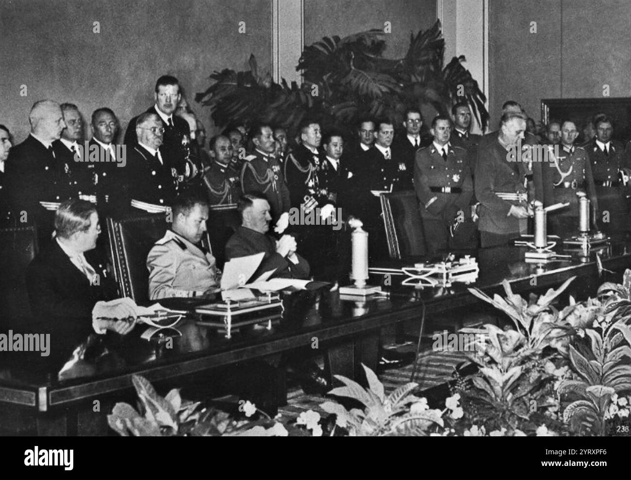 signing ceremony of the Tripartite Pact of the Axis Powers; seated at ...