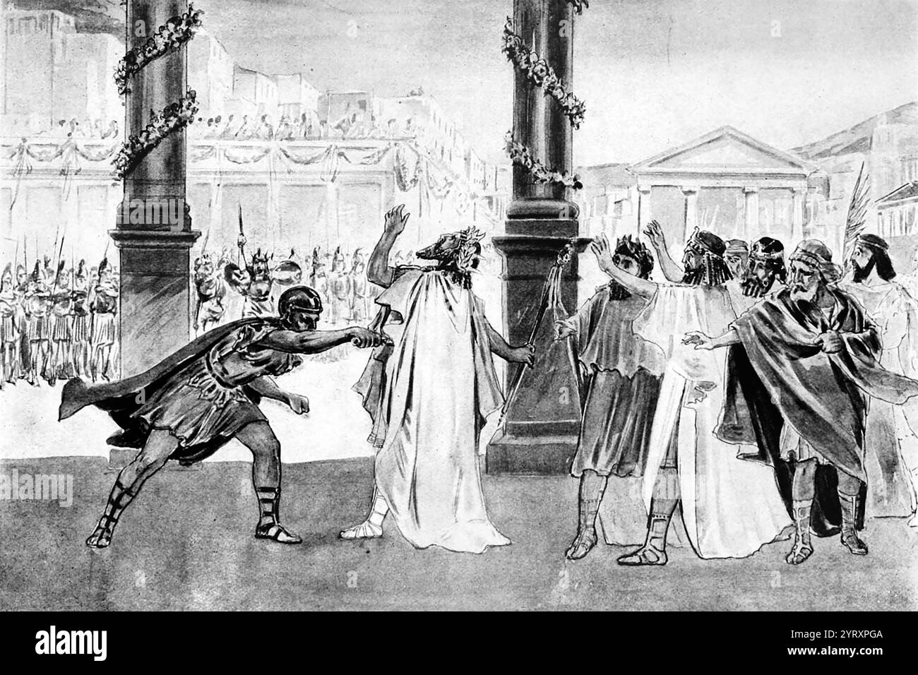 Pausanias assassinates Philip during the procession into the theatre by ...