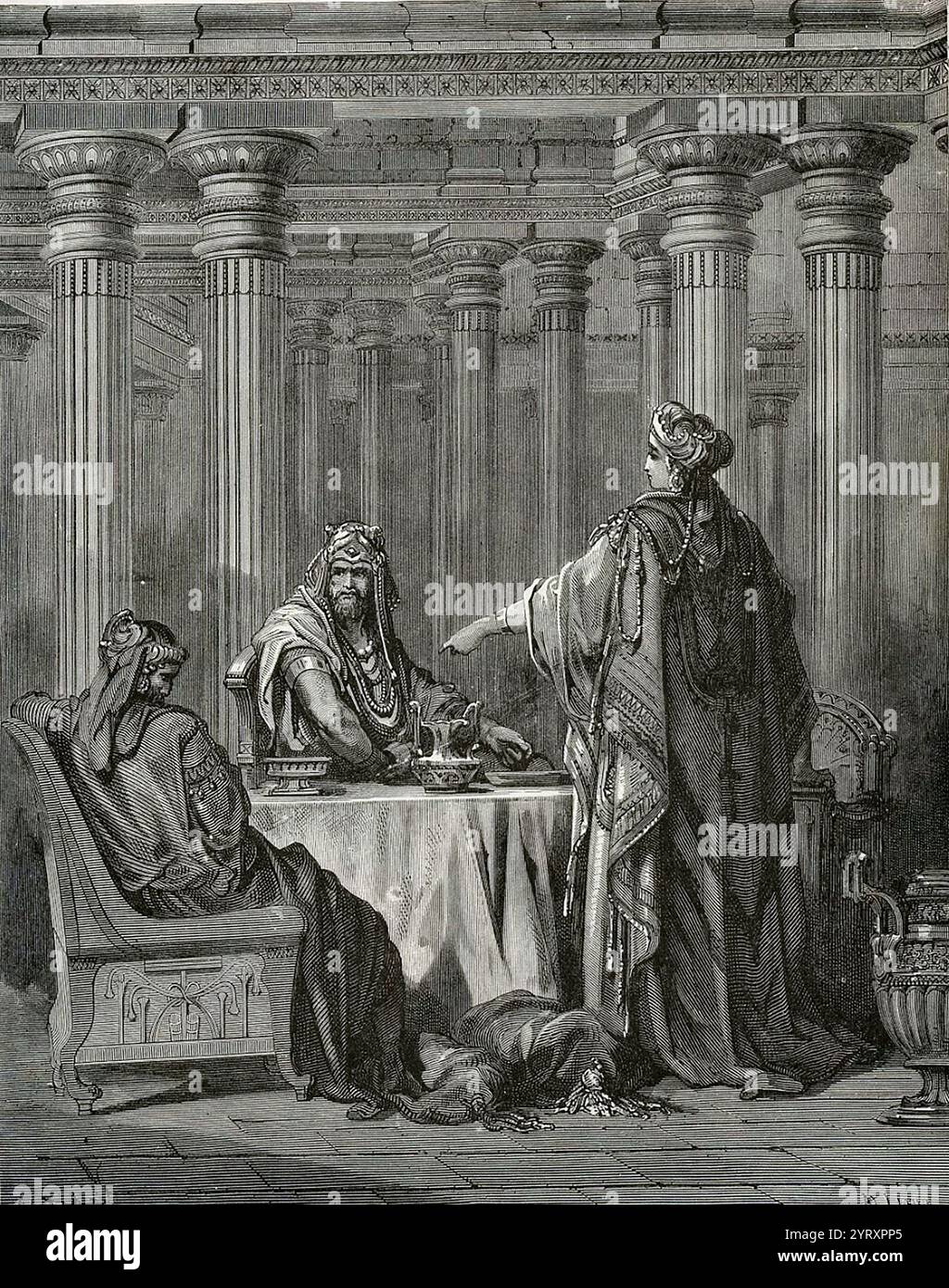 Gustave Dore print showing the old testament story of Queen Esther ...