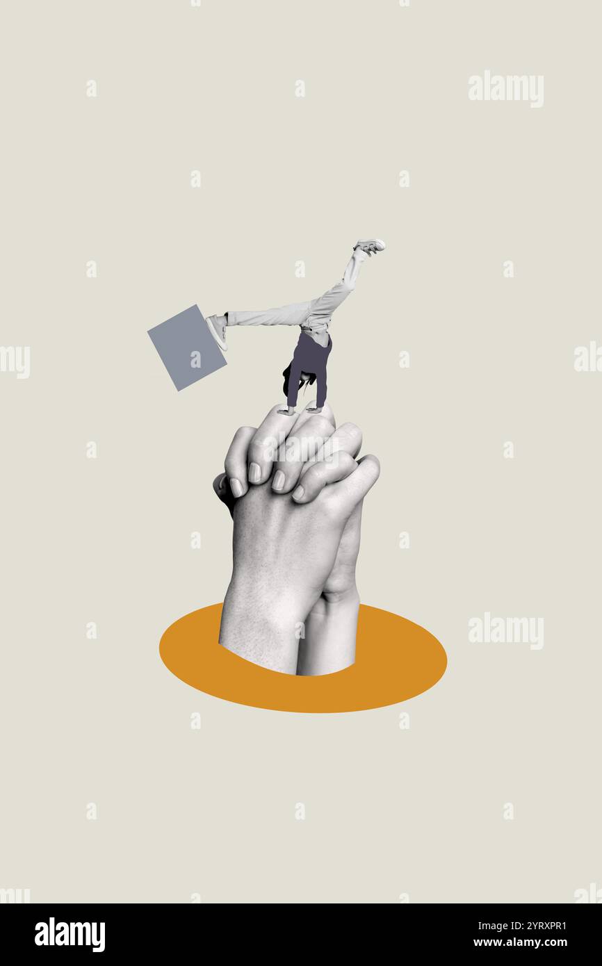 Trend artwork sketch design montage 3D collage of copyspace huge hand ...