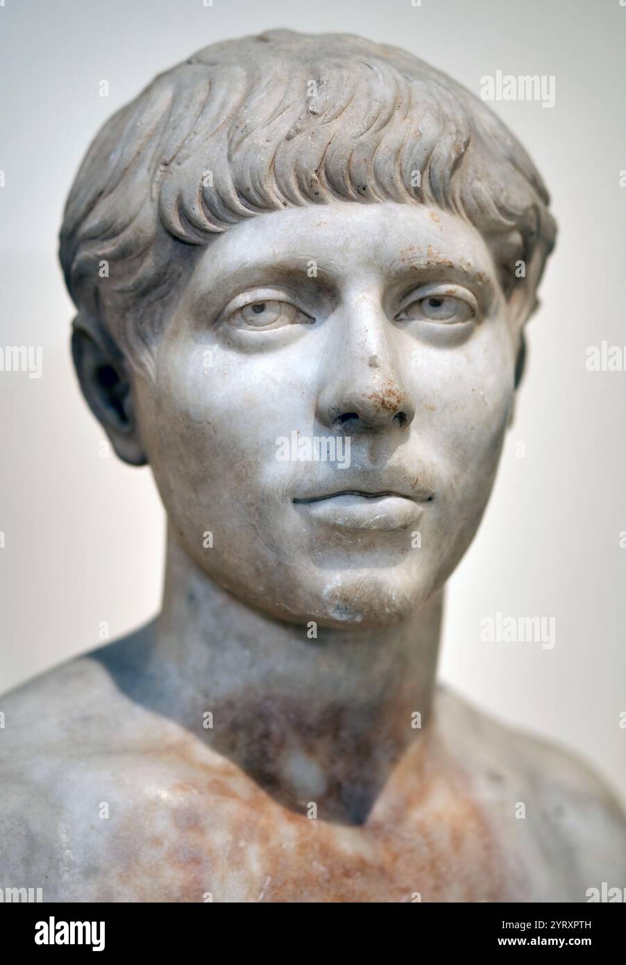 Portrait bust of a youth. Pentelic marble. Found at Eleusis. Time of ...