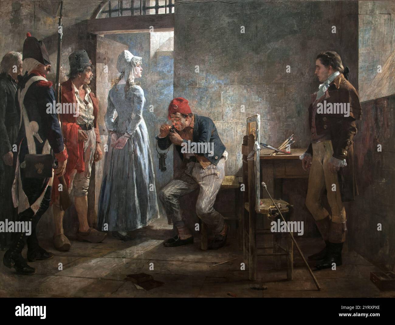 Charlotte Corday in prison during her trial. Painted in 1889, by Arturo ...