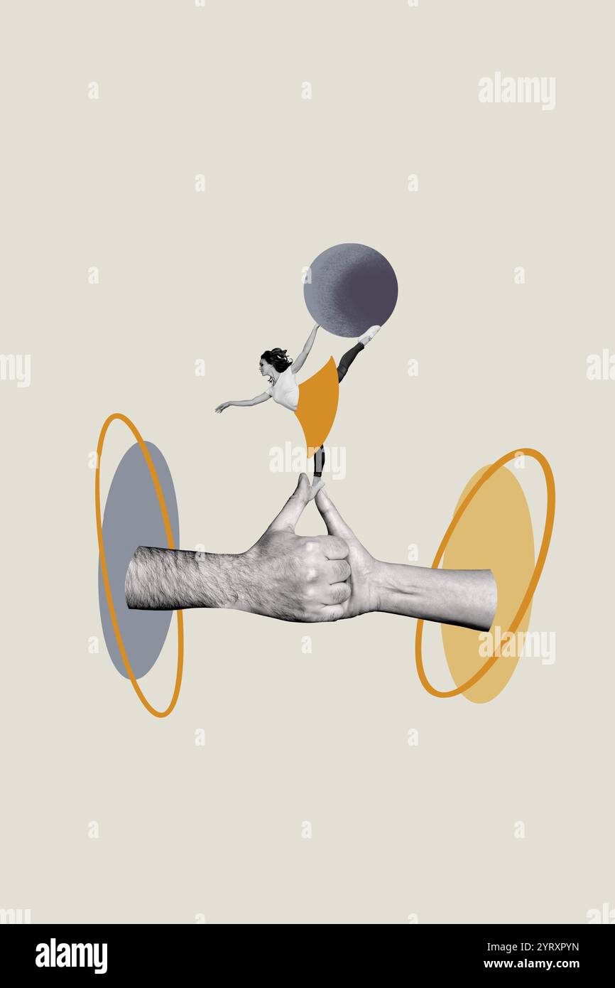 Template sketch image composite artwork collage of two hands success ...