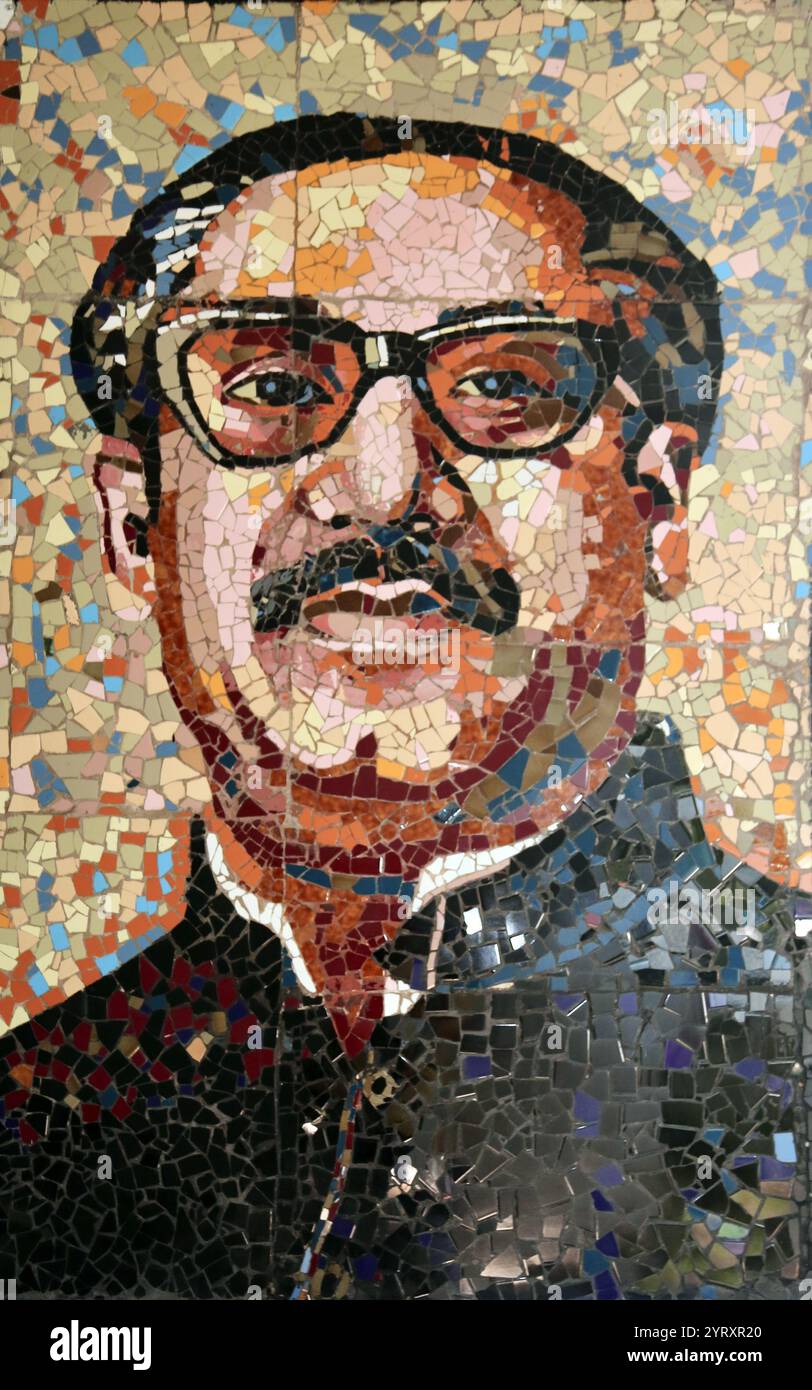 Sheikh Mujibur Rahman mosaic portrait at the Bangabandhu Memorial ...