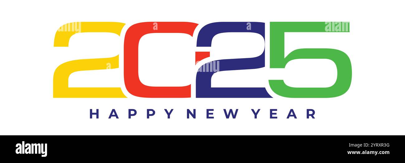 Happy new year 2025 design. With colorful truncated number ... Happy new year 2025 design. With colorful truncated number ...