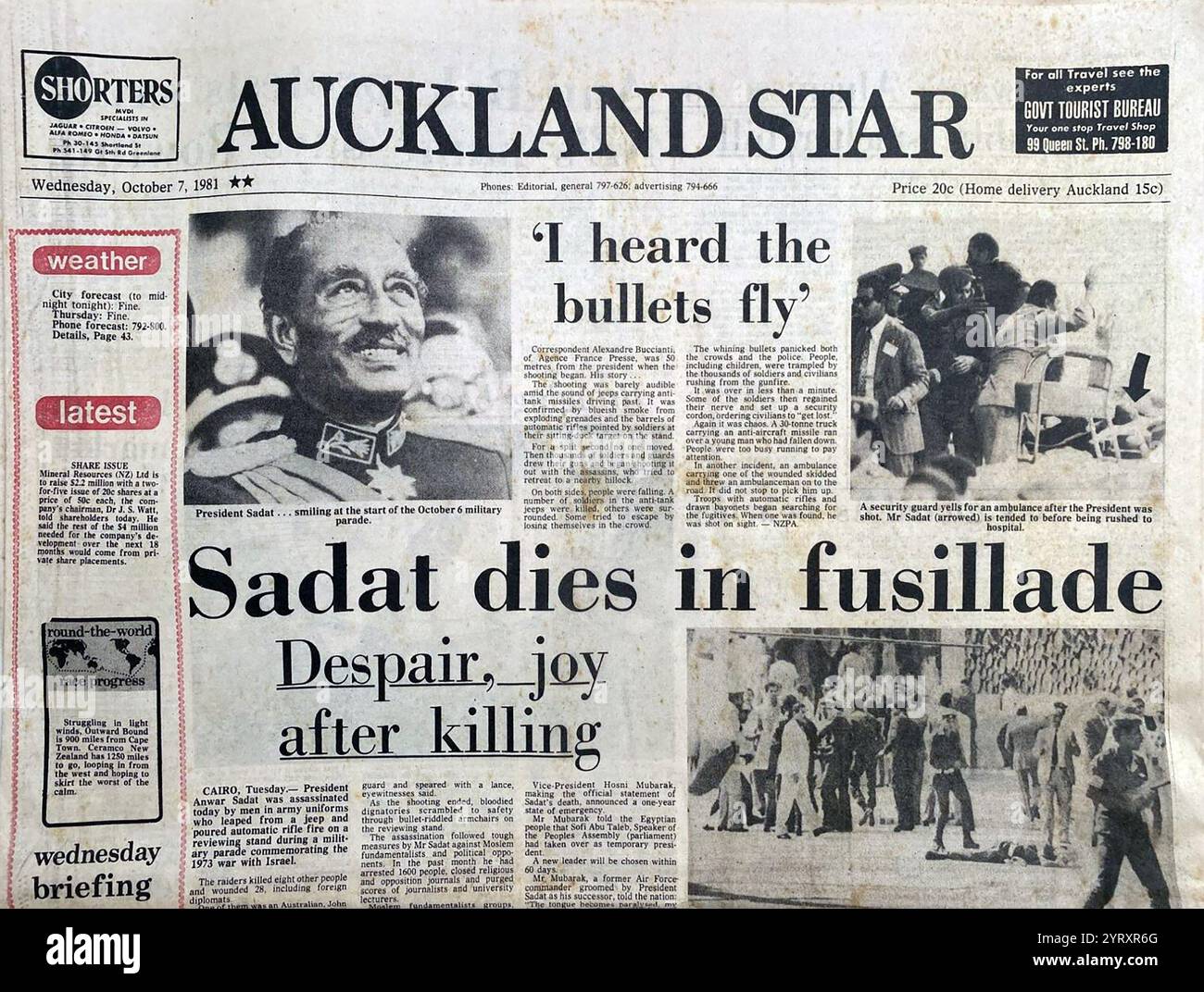 New Zealand newspaper coverage of the Assassination of President Anwar ...
