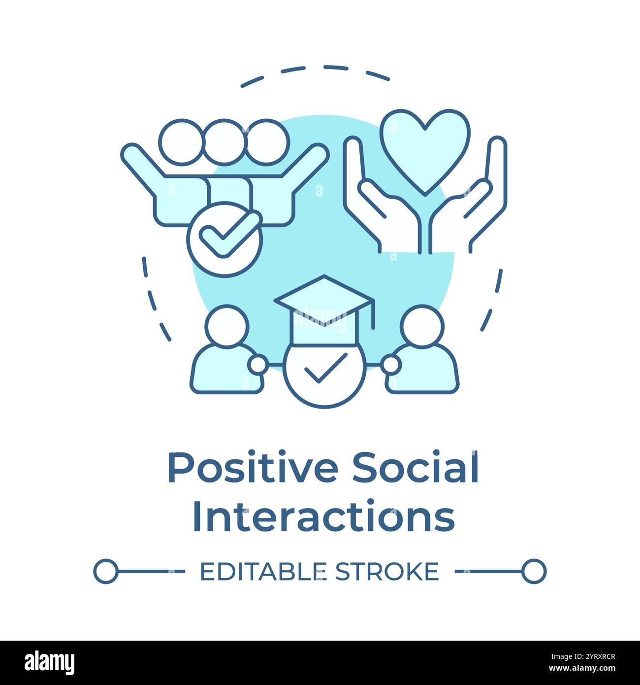 Positive social interactions soft blue concept icon Stock Vector Image ...