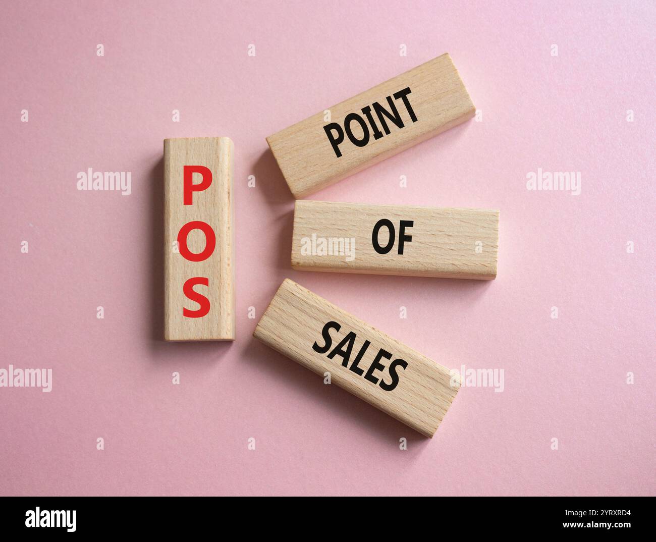 POS - Point Of Sales symbol. Wooden cubes with words POS. Beautiful ...