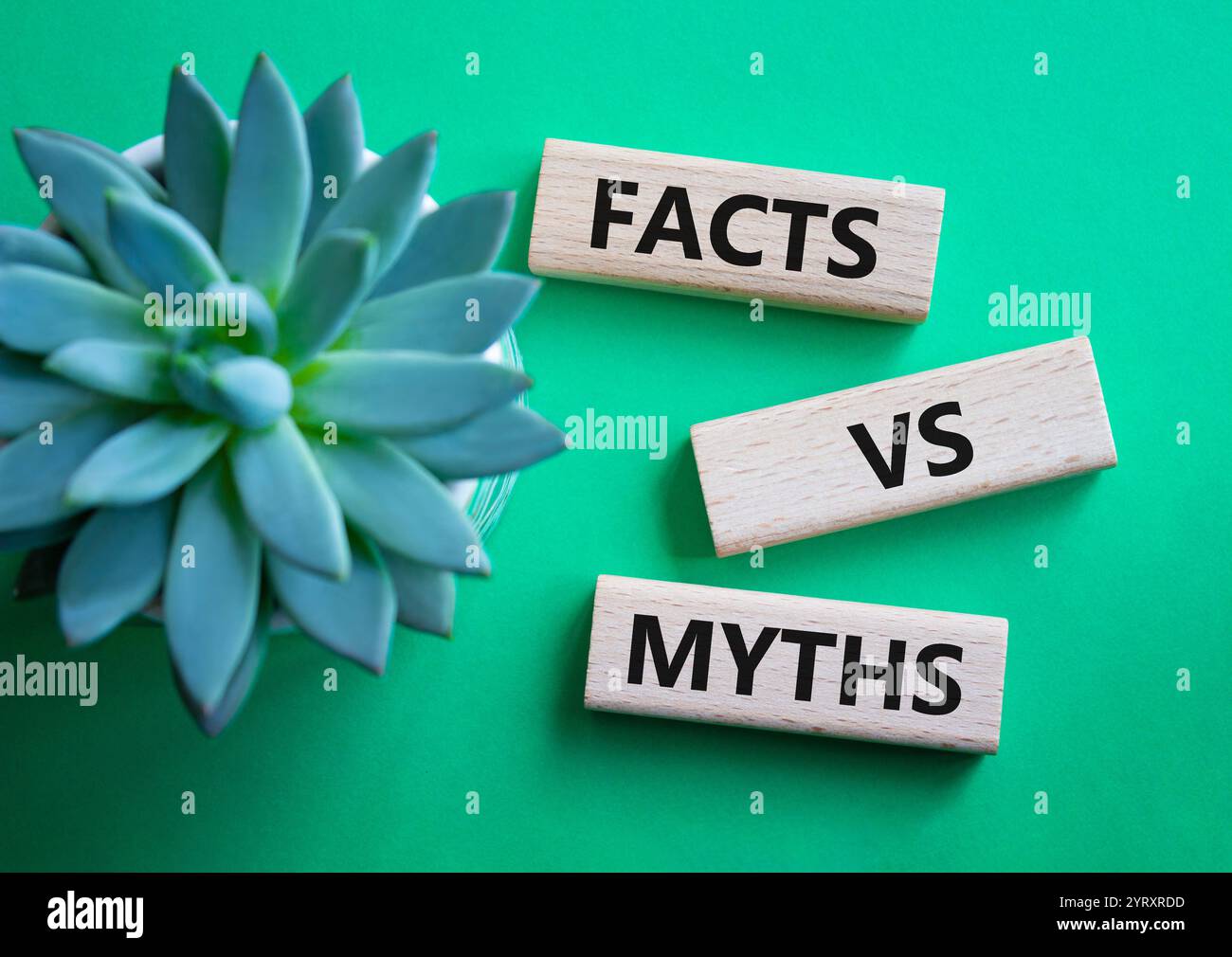 Facts vs Myths symbol. Wooden blocks with words Facts vs Myths ...
