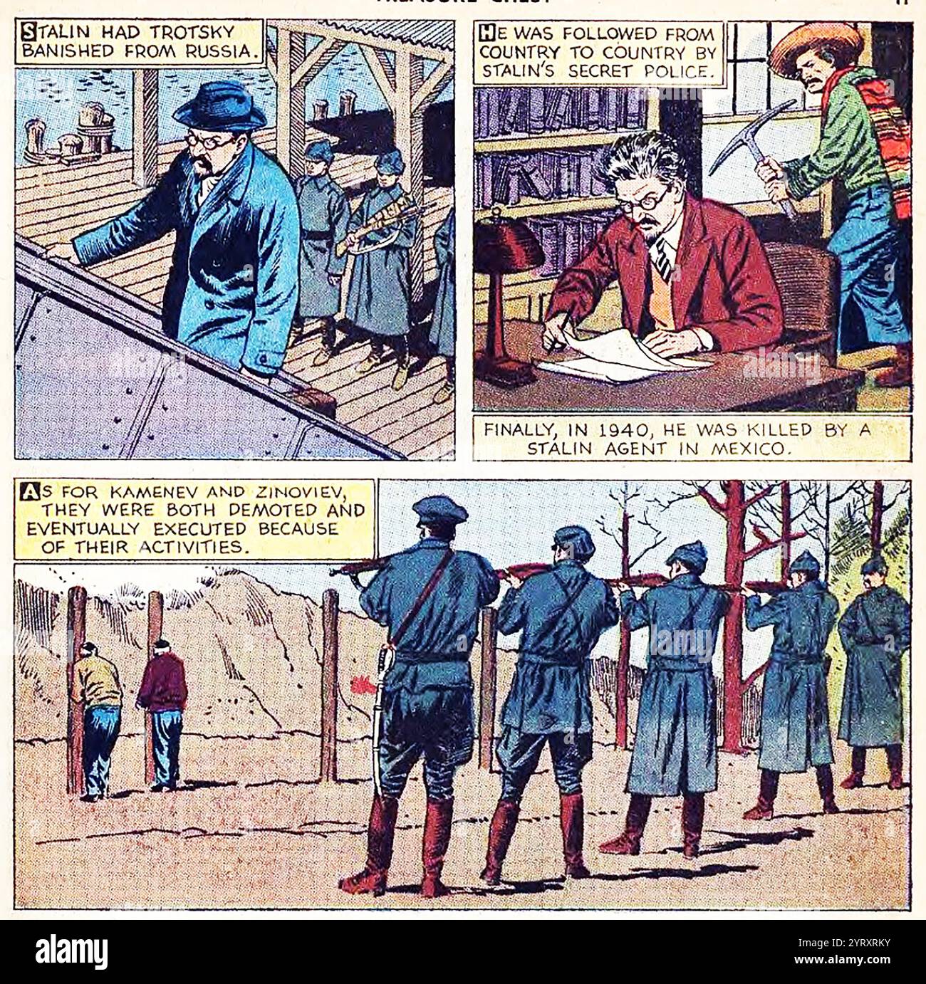 Cartoon depiction of the murder of Trotsky against the backdrop of ...